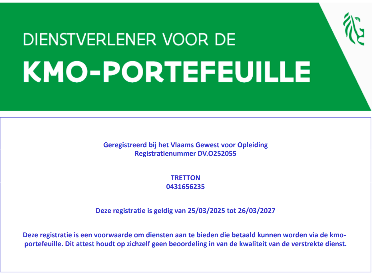 Erkend dienstverlener van de KMO-portefeuille - Jerbaco
